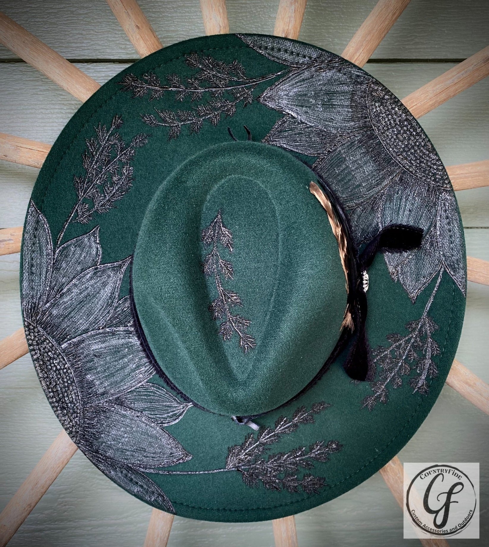 DARK GREEN SUNFLOWER FEDORA – CountryFide Custom Accessories and Outdoors